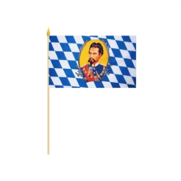 Bayern König Ludwig II Stockflagge 30 x 45cm
